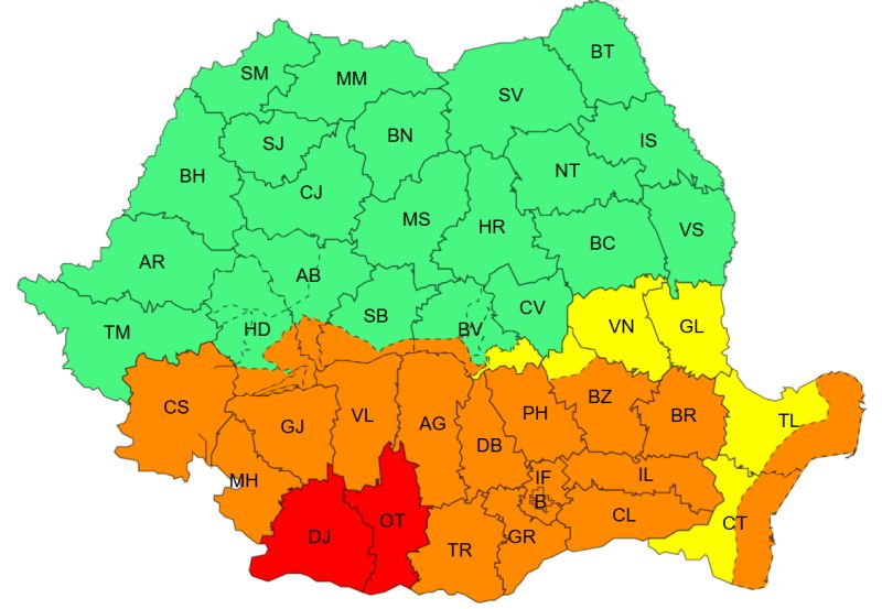 Cod portocaliu de ploi torențiale și ninsori. COD ROȘU în două județe ...